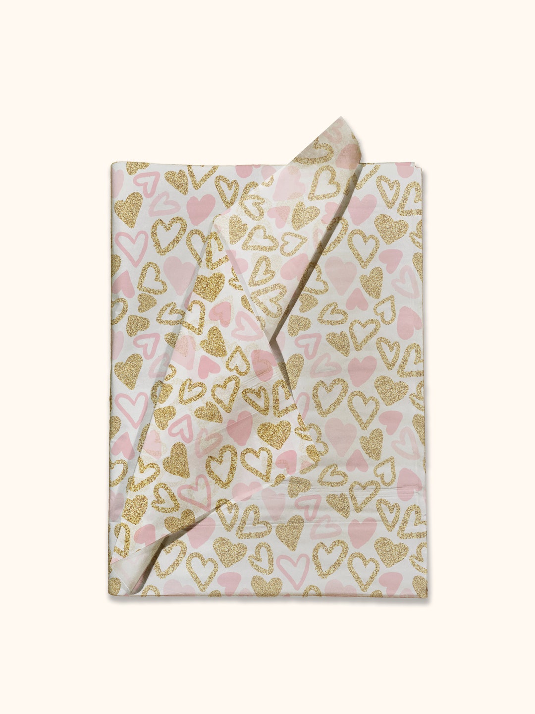 24pc Pink and Gold Heart Tissue Paper 20"x30" Sheets - Etsy