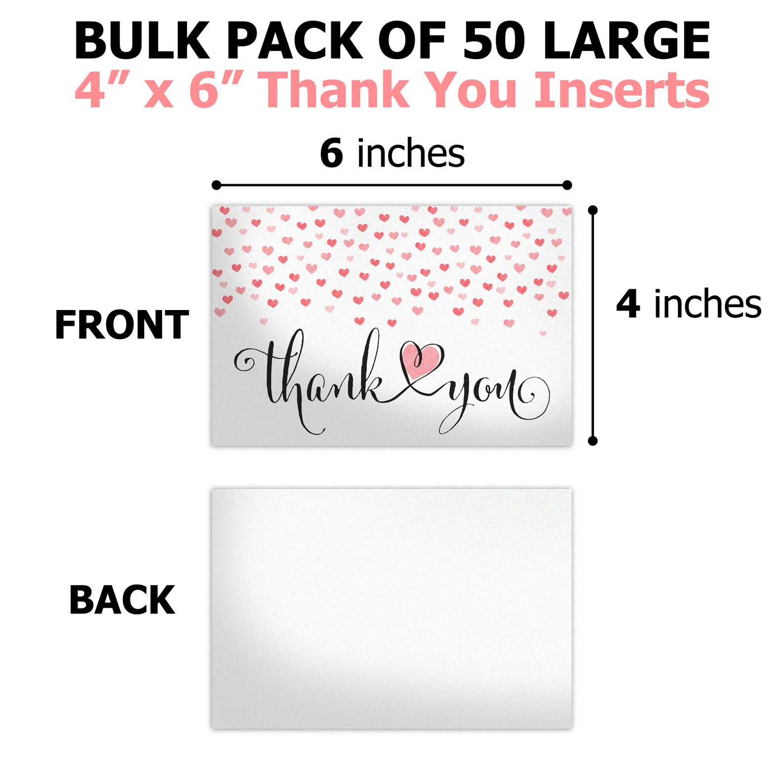 50 Fading Hearts Product Insert Cards, Small Business Thank You Cards ...
