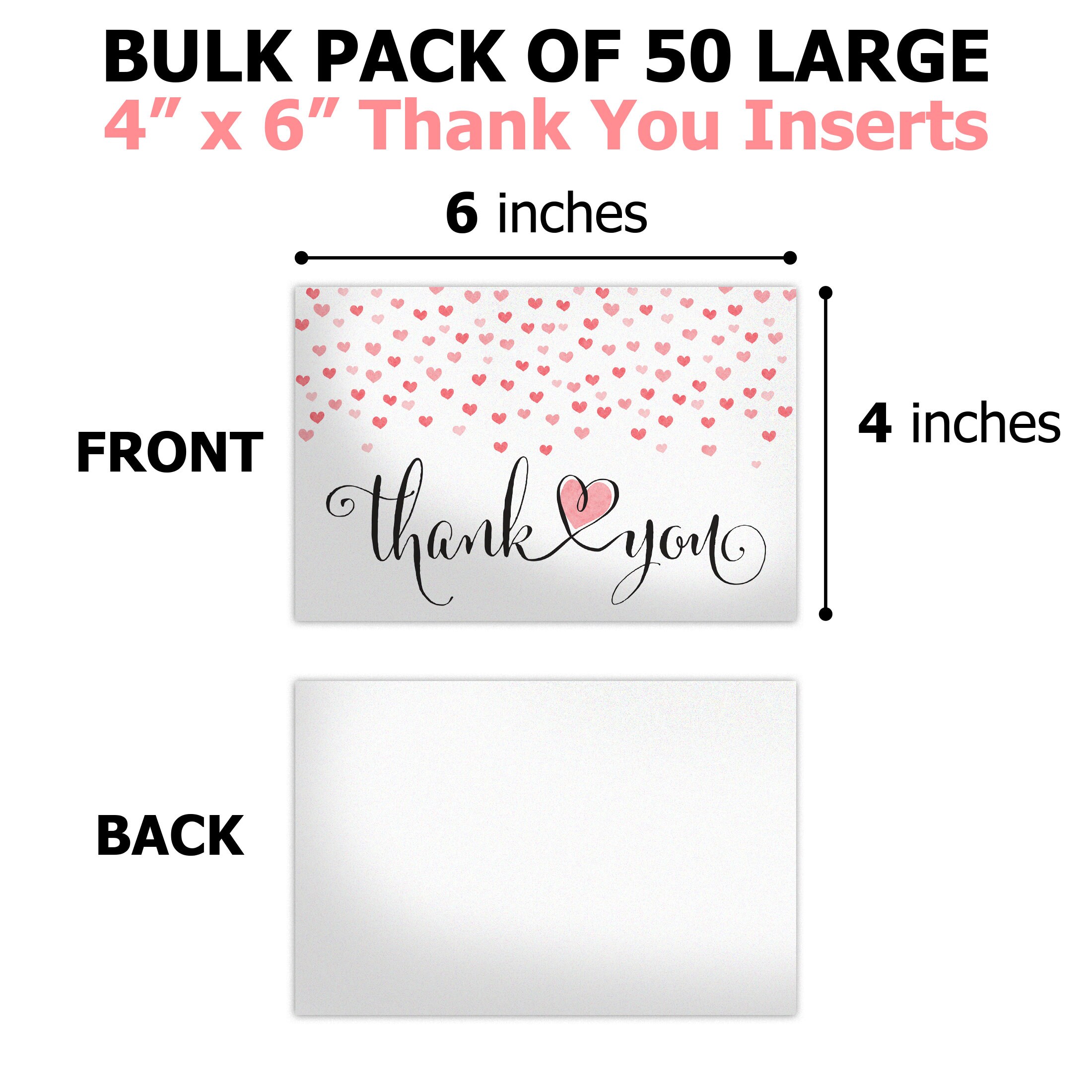 50 Fading Hearts Product Insert Cards, Small Business Thank You Cards ...