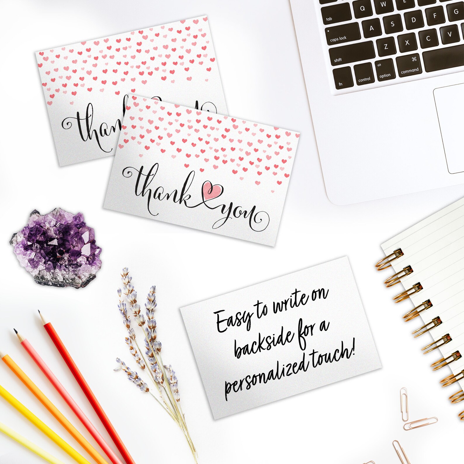 50 Fading Hearts Product Insert Cards, Small Business Thank You Cards ...