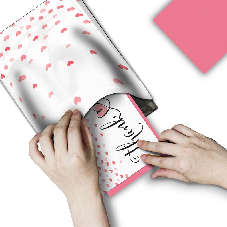 50 Fading Hearts Product Insert Cards, Small Business Thank You Cards ...