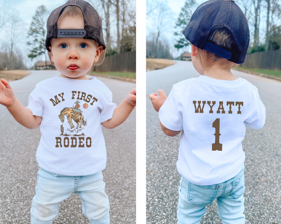 Customized 1st Birthday T-shirt, My First Rodeo, Personalized Name on ...