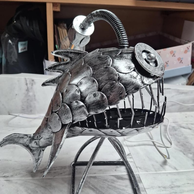 Iron Angler Fish Table Lamp - Etsy