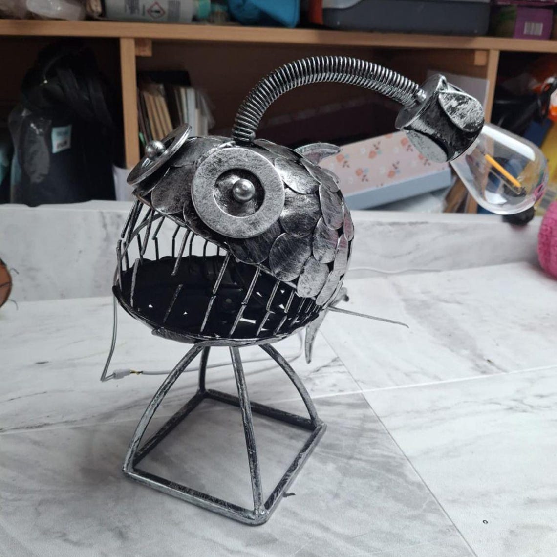 Iron Angler Fish Table Lamp - Etsy