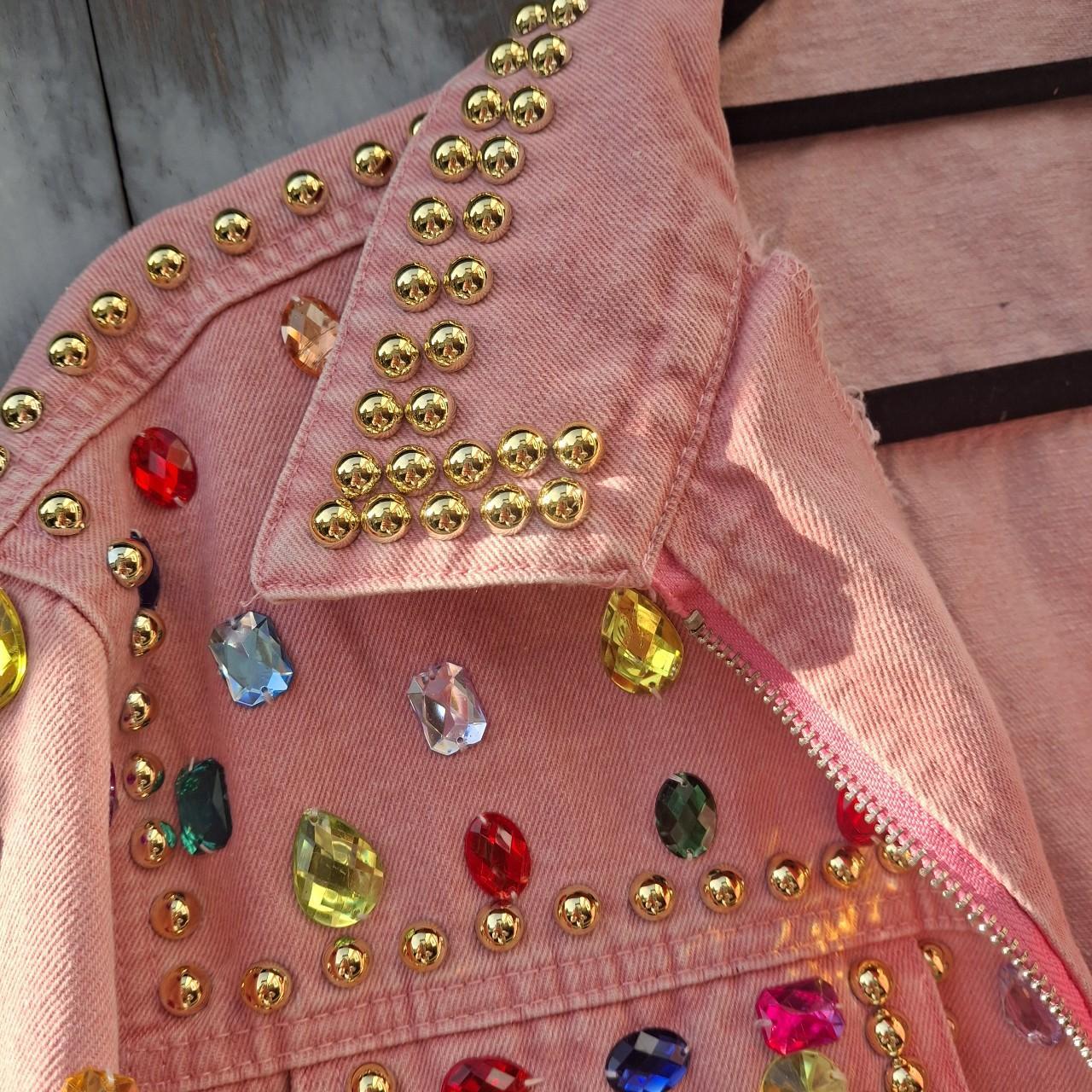 Gem-embellished Pink Denim Jacket - Etsy