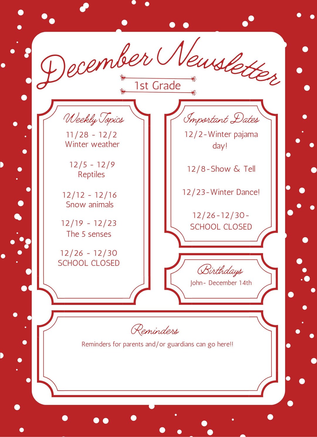 Customizable December Newsletter! Customize This December Newsletter ...