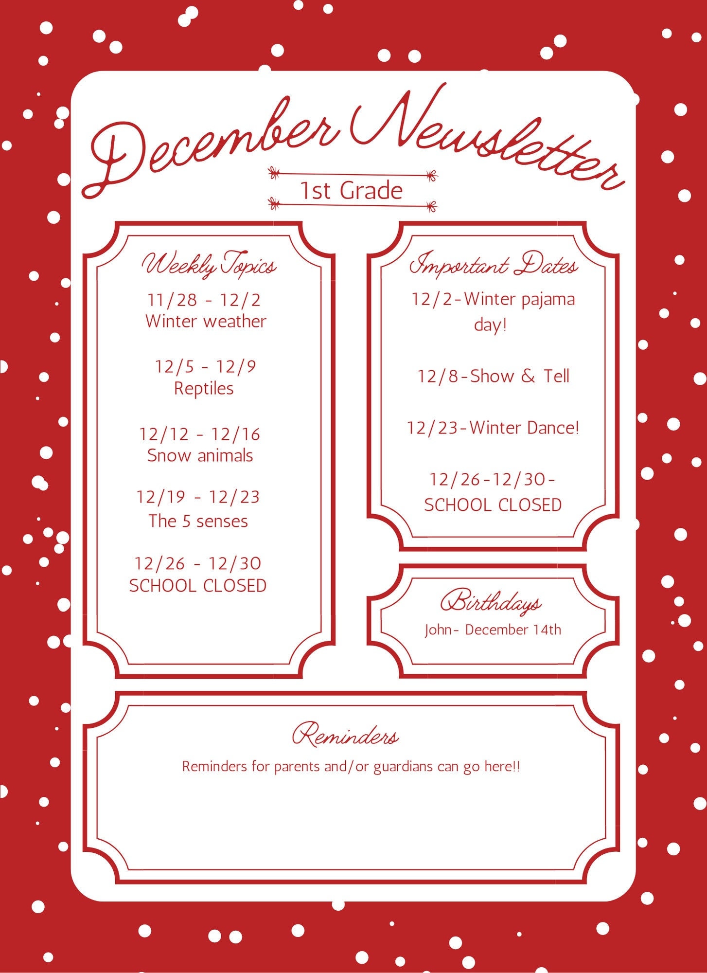 Customizable December Newsletter! Customize This December Newsletter ...