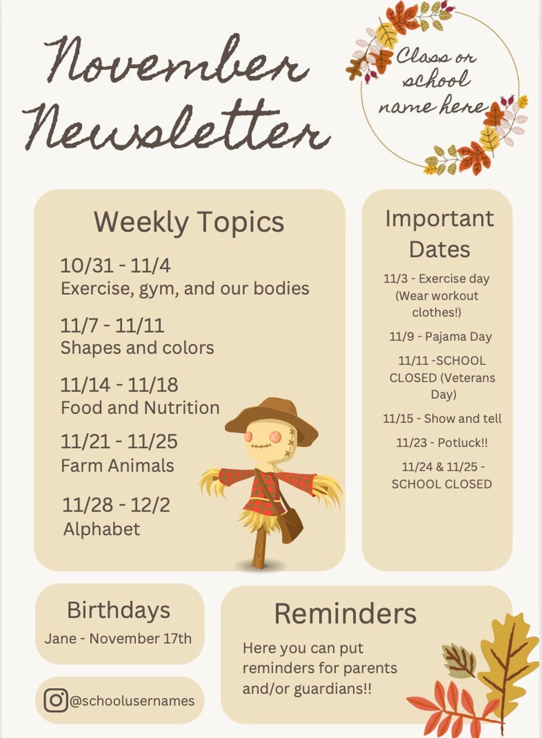 Customizable November Newsletter - Etsy