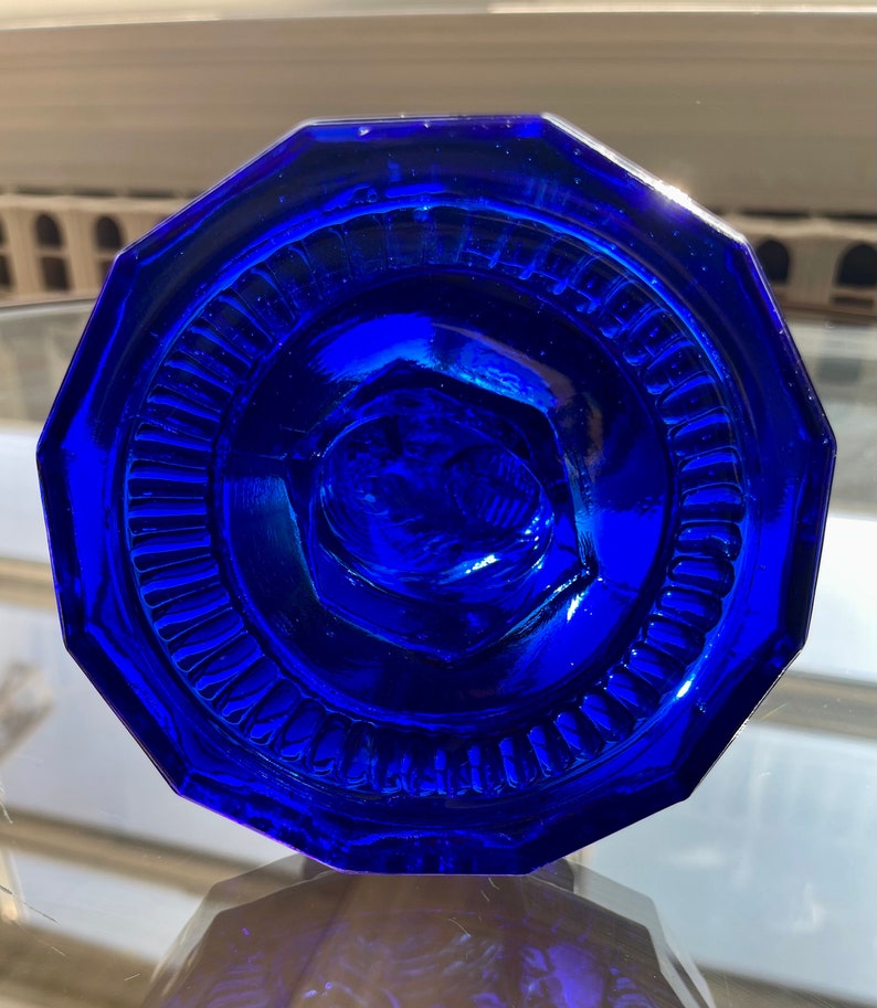 Vintage Cobalt Blue Pressed Glass Dolphin Candlestick Holder Depression ...