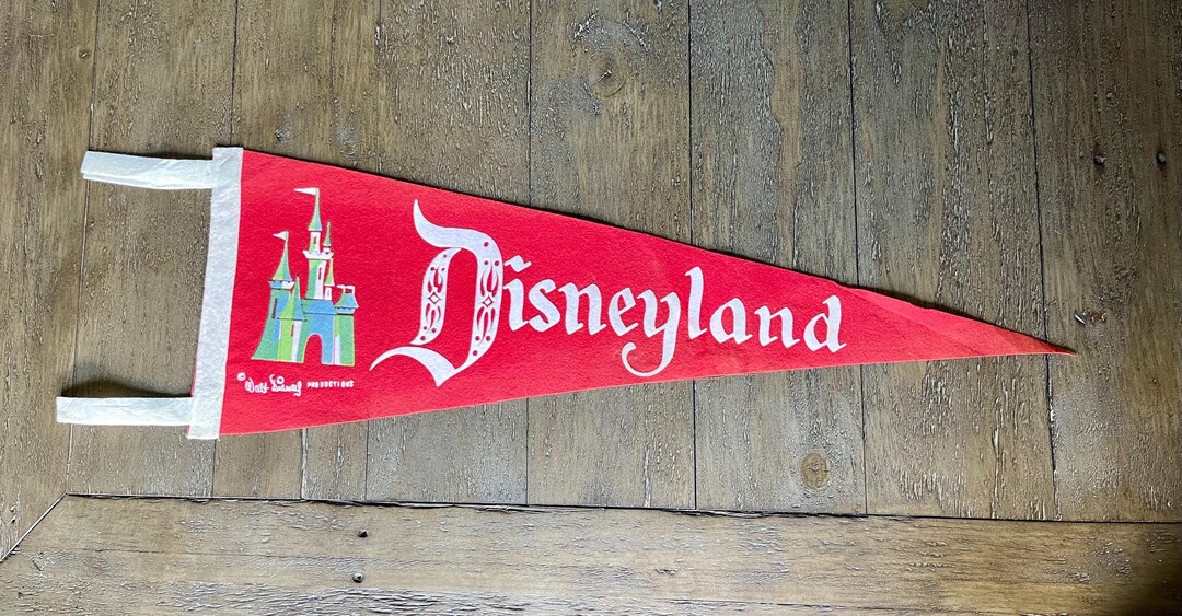 Original 1960s Disneyland 24” Red Felt Pennant Flag Featuring Sleeping ...