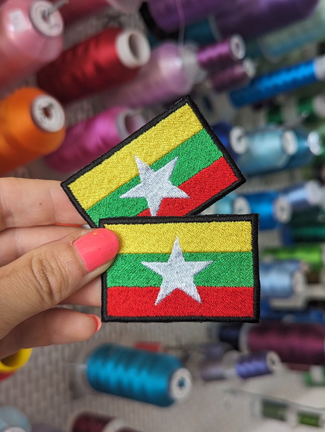 Embroidered Patch flag of Myanmar Burma. to Sew or Iron. 6cm X 4cm. Own. - Etsy