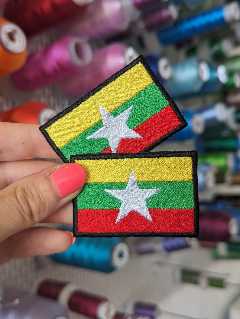 Embroidered Patch flag of Myanmar Burma. to Sew or Iron. 6cm X 4cm. Own ...