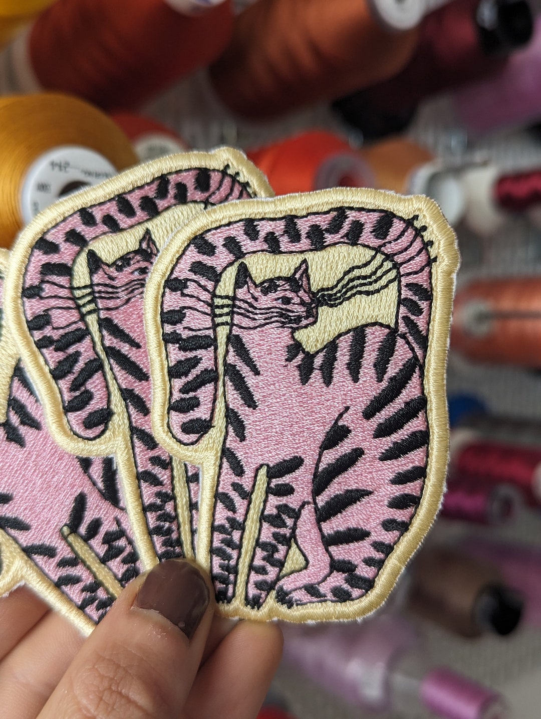 Parche Bordado Gata Rosa Estilo Tattoo. Vintage. Para Coser O Planchar ...