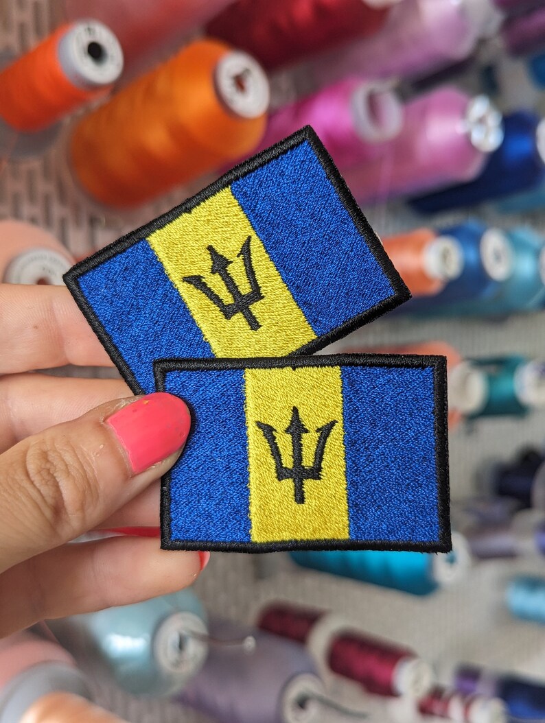 Embroidered Patch flag of Barbados. to Sew or Iron. 6cm X 4cm. Own. - Etsy