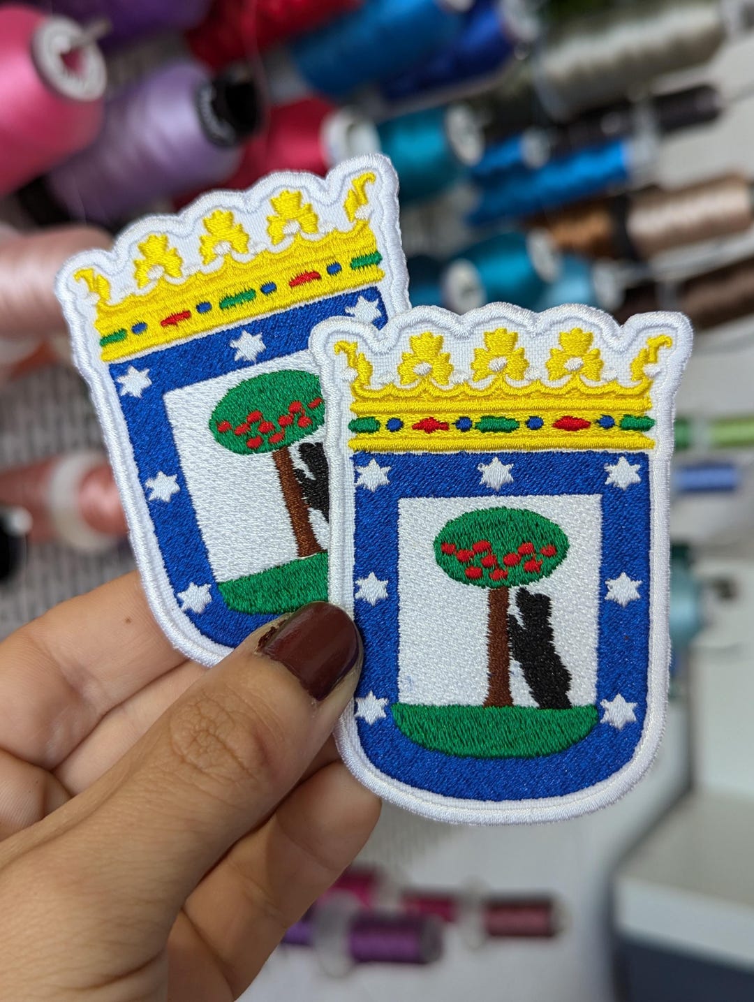 Embroidered Patch madrid City Shield. Spain. to Sew or Iron. 8CM. Own ...