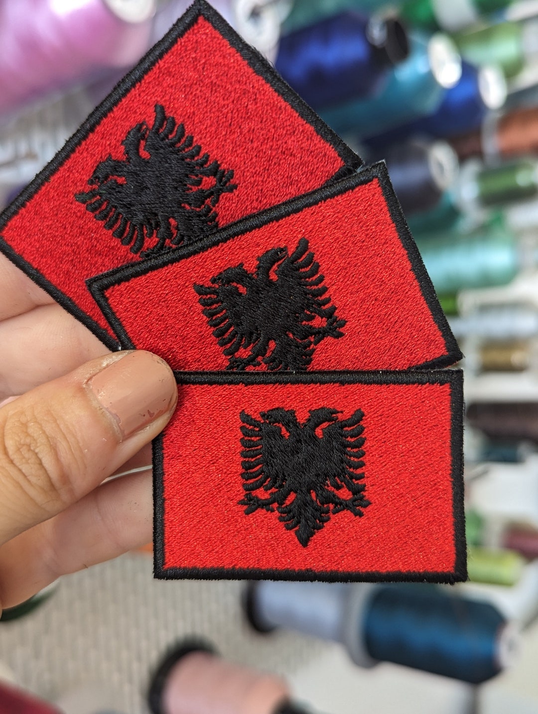 Embroidered Patch flag of Albania. 6cm X 4cm. Own. to Sew or Iron. - Etsy