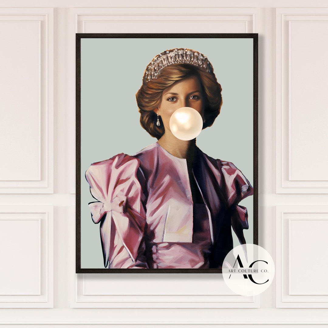Princess Diana Portrait Print, Bubblegum Wall Art, HRH Poster, INSTANT ...