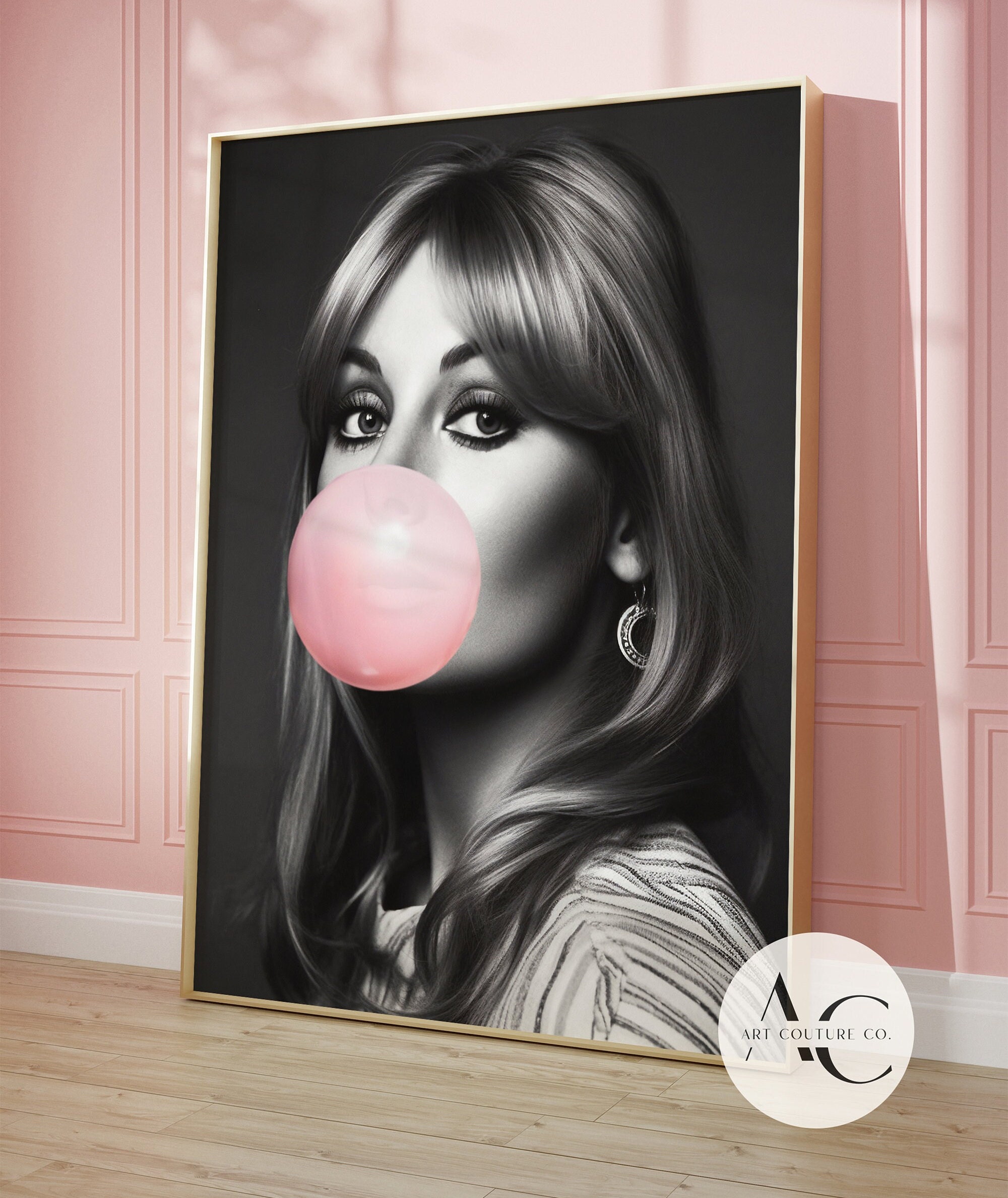 Sharon Tate Portrait Print: Retro Hollywood Bubble Gum Wall Art ...