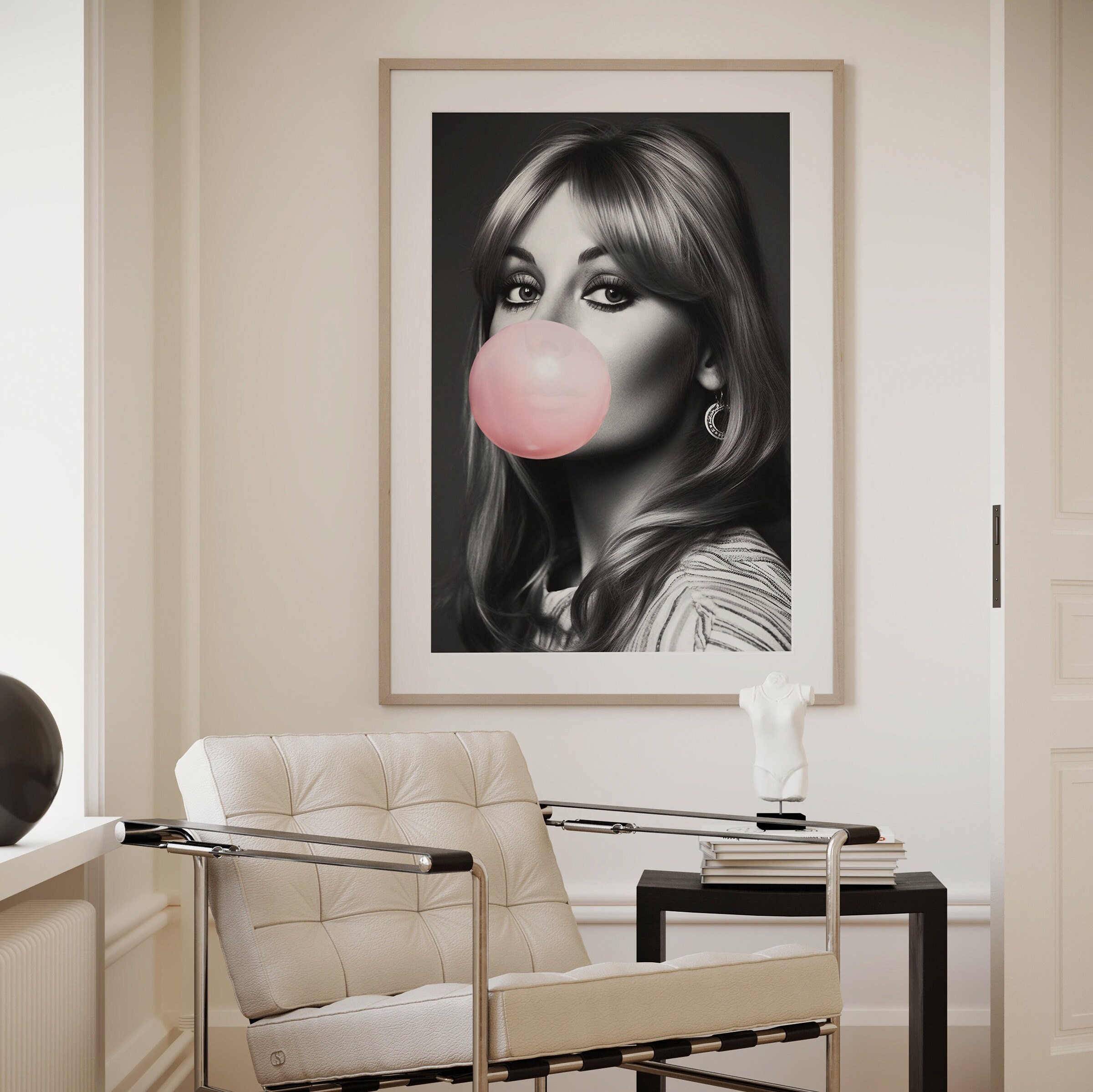 Sharon Tate Portrait Print: Retro Hollywood Bubble Gum Wall Art ...