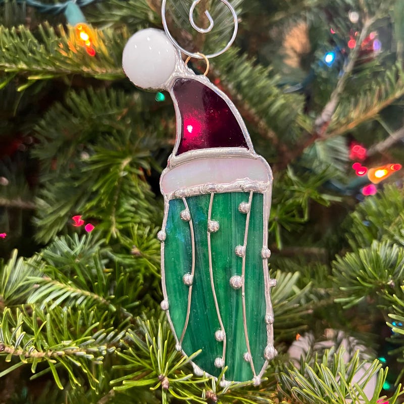 Stain Glass Pickle Santa - Etsy