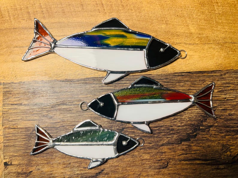 Colorful Stained Glass Fish Suncatcher – Nautical Window Decor - Etsy