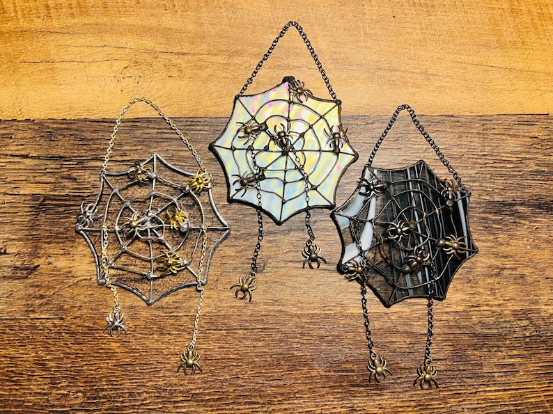 Spider Web Stained Glass Suncatcher – Spooky Halloween Window ...