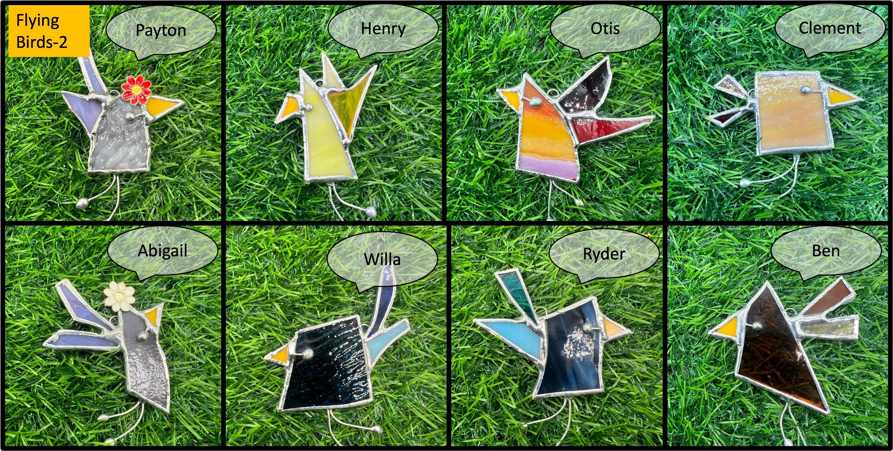 Stained Glass Silly Flying Bird Suncatcher – Whimsical Window ...