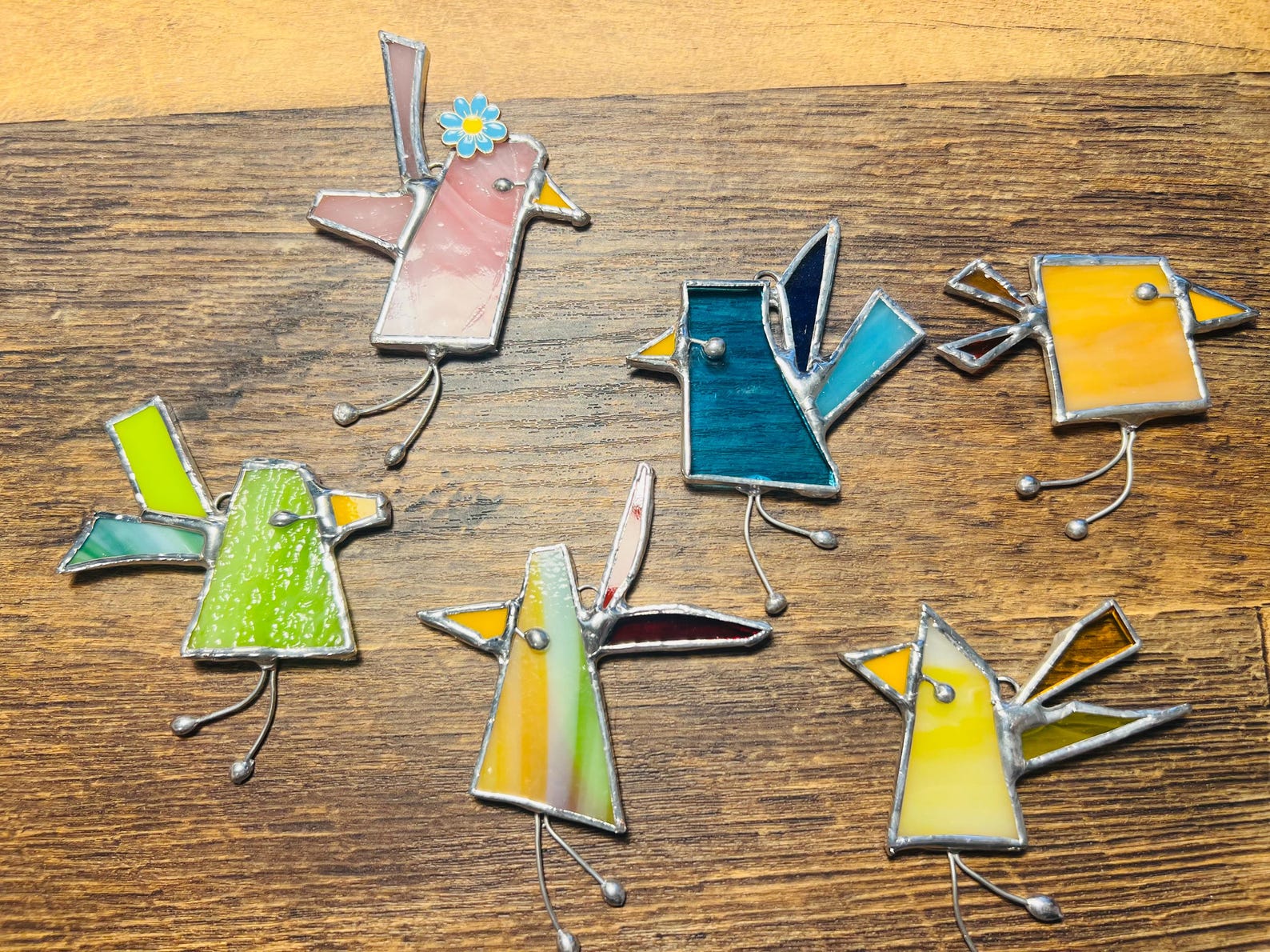 Stained Glass Silly Flying Bird Suncatcher – Whimsical Window ...