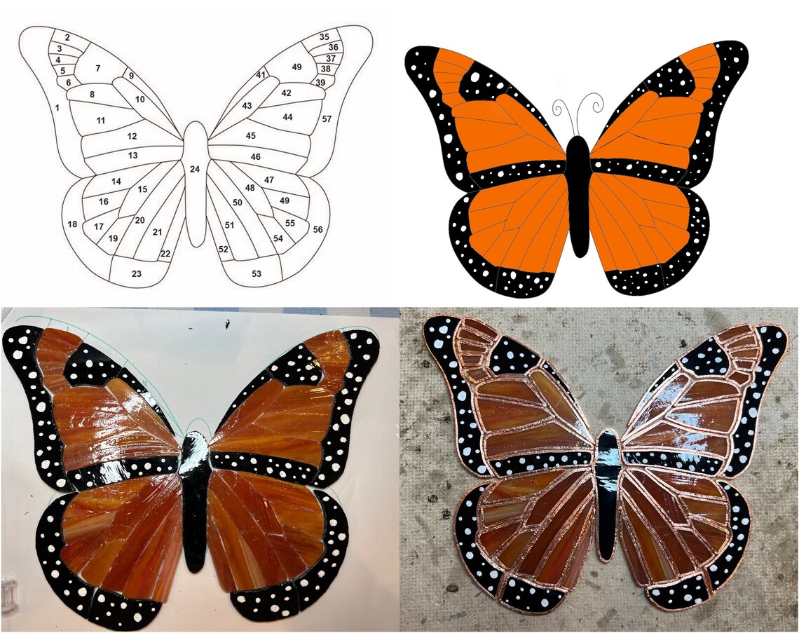 Monarch Butterfly Stained Glass Pattern – DIY Suncatcher Template - Etsy