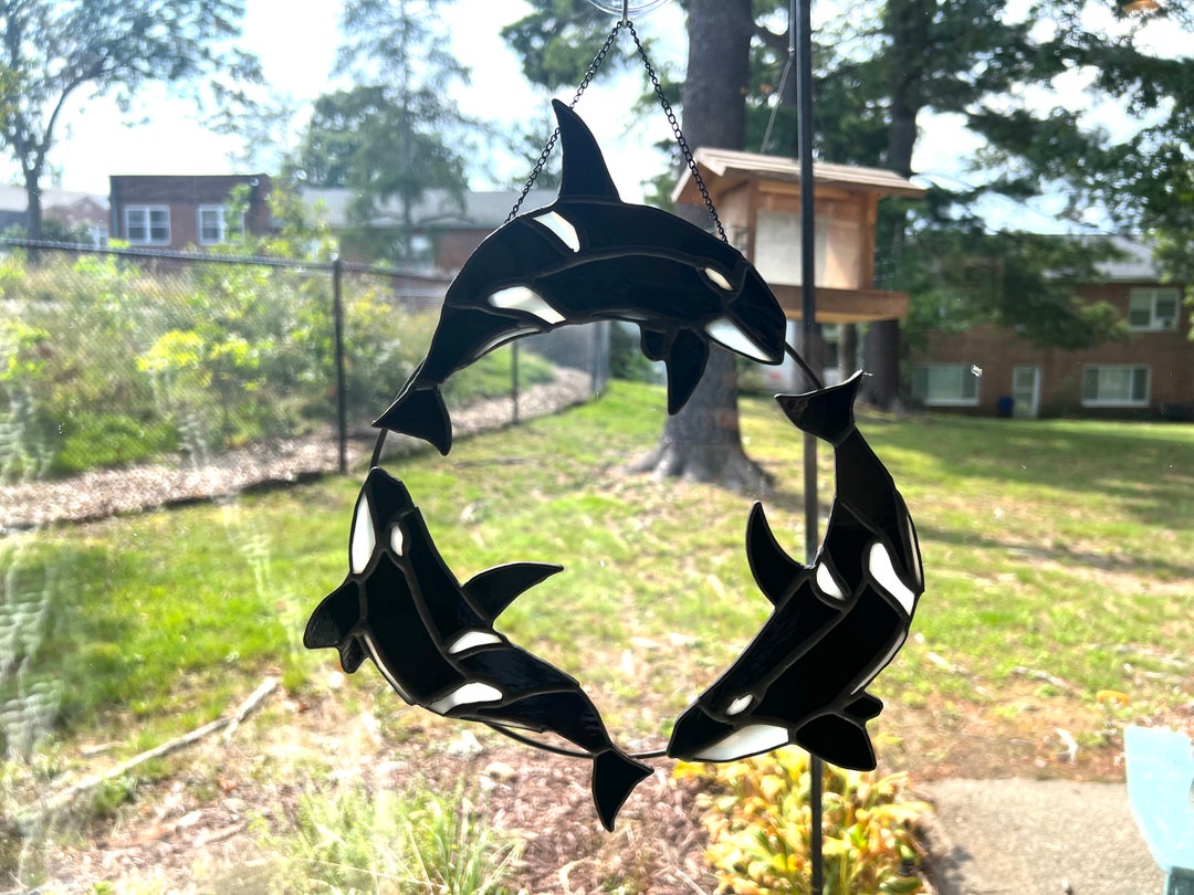 Stained Glass Orca Family Suncatcher – Ocean Window Decor - Etsy