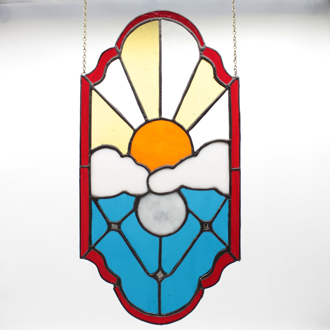 Stained Glass Window Panel Night and Day - Etsy