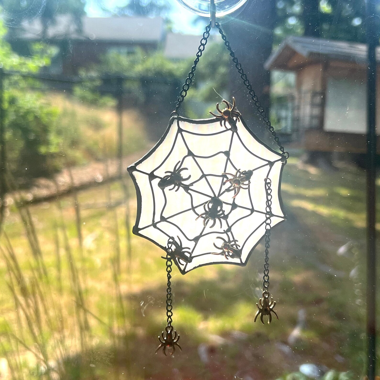 Spider Web Stained Glass Suncatcher – Spooky Halloween Window ...