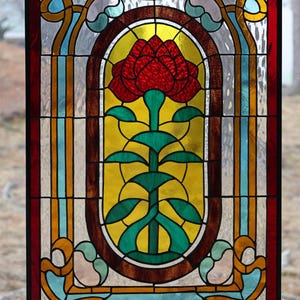 Stranger Things Stained Glass Rose Window | Art Nouveau Suncatcher - Etsy