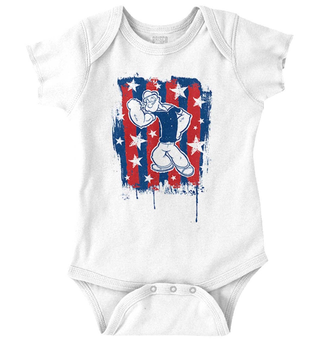 Vintage Patriotic Popeye American Flag Gift Newborn Baby Boy Girl ...