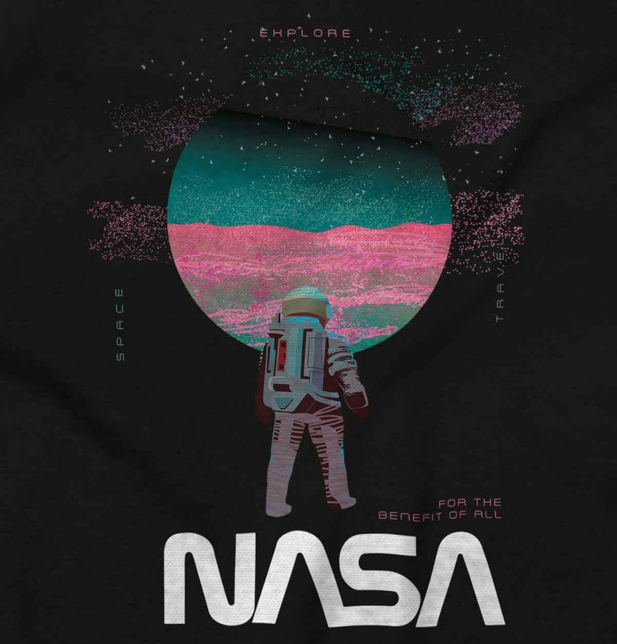 NASA Retro Astronaut Worm Logo Moon Landing Womens or Mens Crewneck ...
