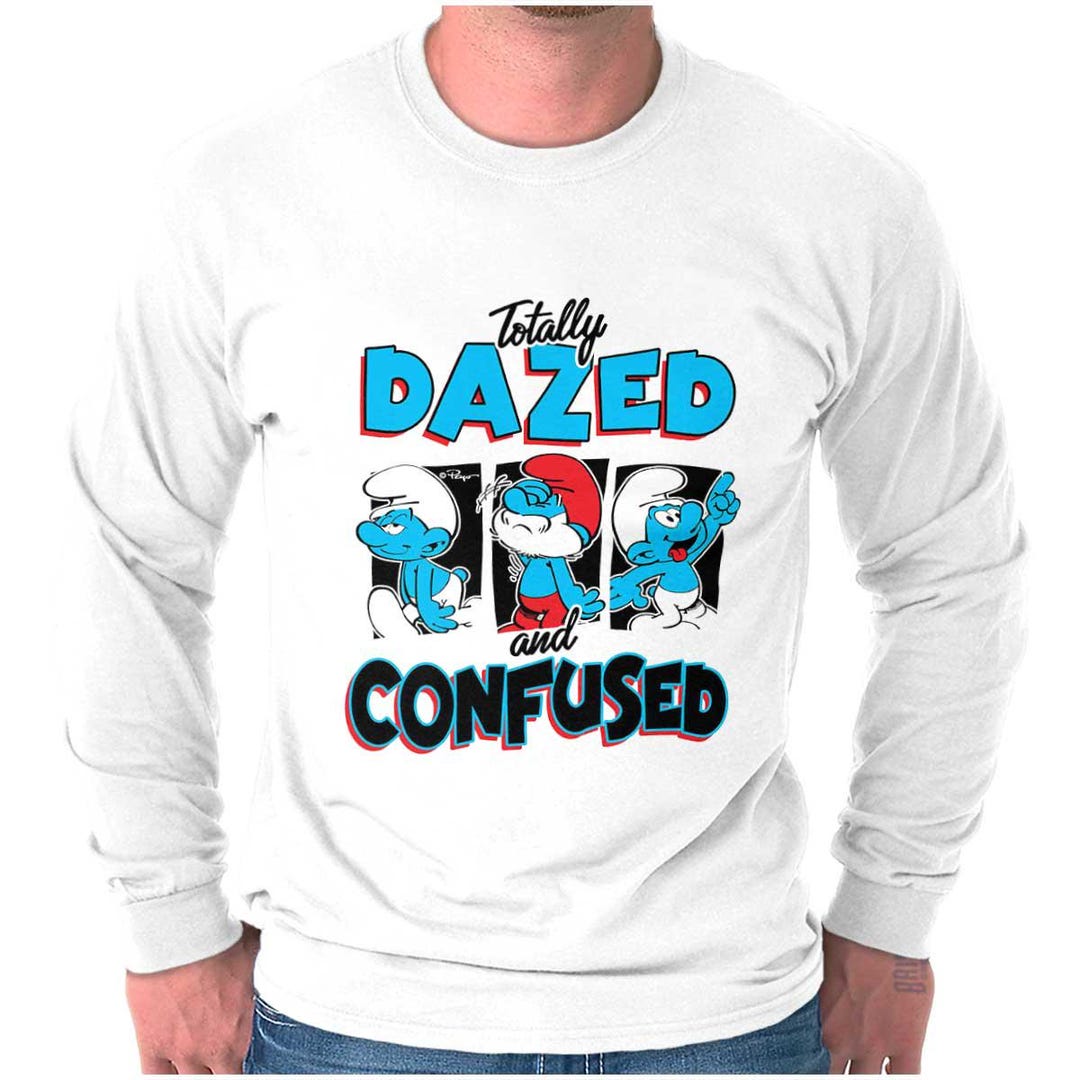 The Smurfs Cartoon Totally Dazed Confused Long Sleeve Tshirt for Men or ...