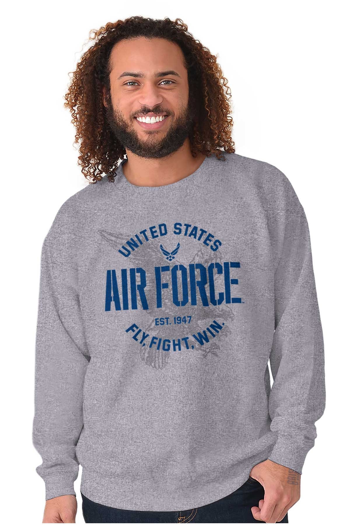 USAF Fly Fight Win US Military Air Force Womens or Mens Crewneck ...