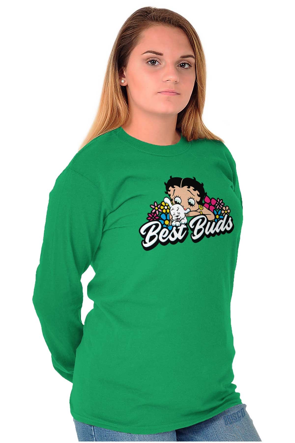 Betty Boop Dog Pudgy Cartoon Vintage Gift Long Sleeve T Shirt Tees for ...