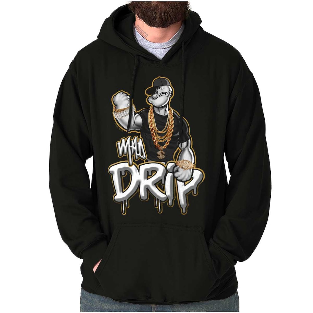 Urban Popeye the Sailor Man Mad Drip Cartoon Hoodie Hooded Sweatshirt ...