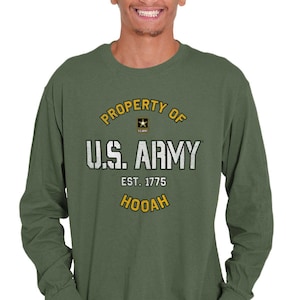 US Army Hooah Military USAF Armed Forces Long Sleeve Tshirt for Men or ...