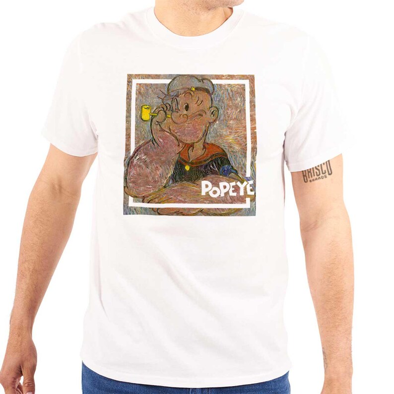 Popeye the Sailor Man Van Gogh Art Painting Womens or Mens Crewneck T ...
