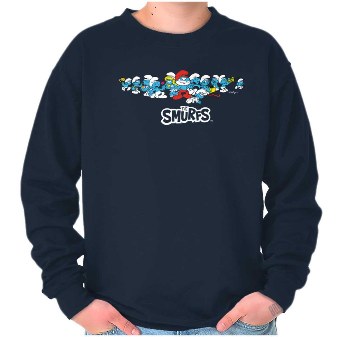 The Smurfs 80s Cartoon Characters Papa Hefty Womens or Mens Crewneck ...