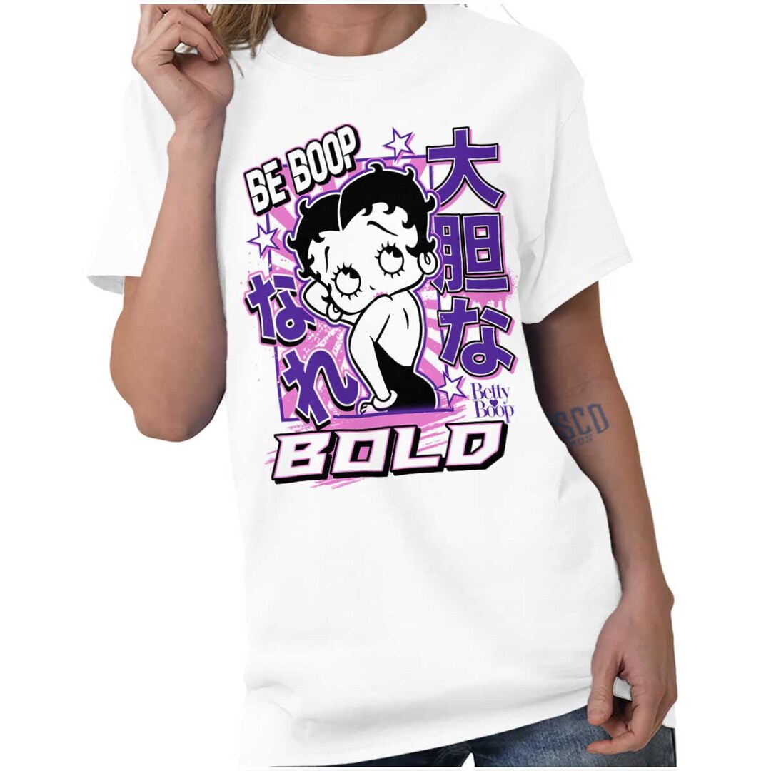 Betty Boop Vintage Kanji Cartoon Be Bold Womens Graphic Crewneck T ...