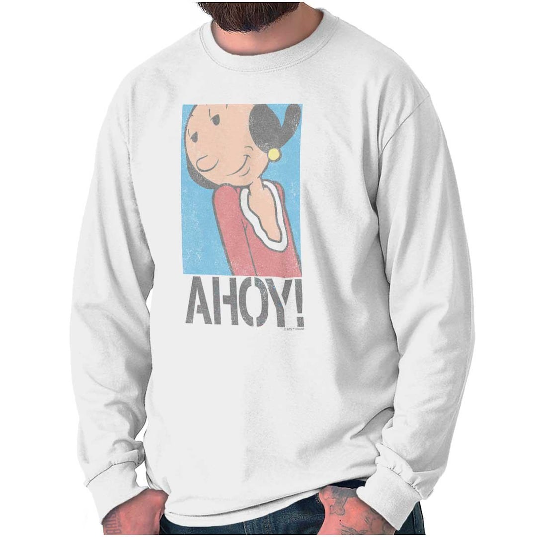 Popeye Girlfriend Olive Oyl Ahoy Cartoon Long Sleeve T Shirt Tees for ...