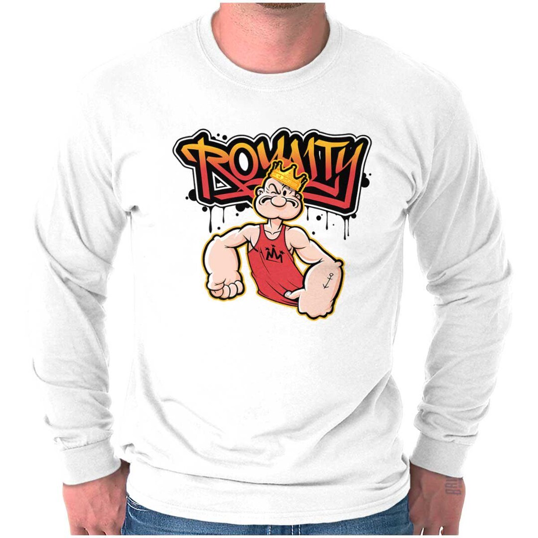 Urban Popeye the Sailor Man Royalty Crown Long Sleeve Tshirt for Men or ...