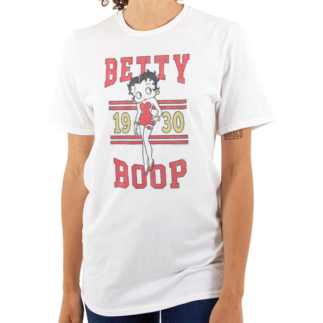 Betty Boop Retro Cartoon Vintage Varsity Womens Graphic Crewneck T ...