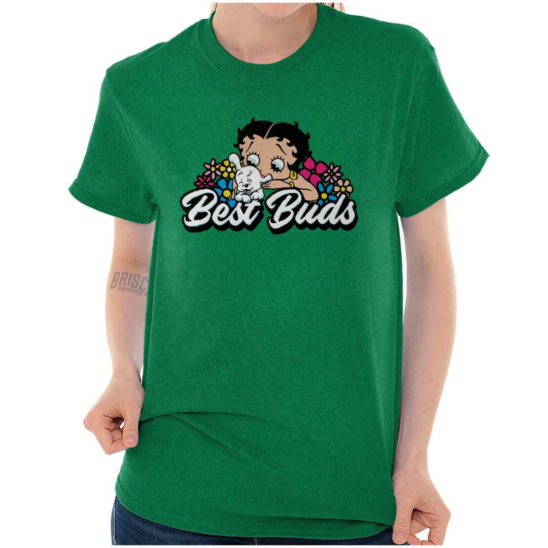 Betty Boop and Pudgy Best Buds Retro Cartoon Womens Graphic Crewneck T ...