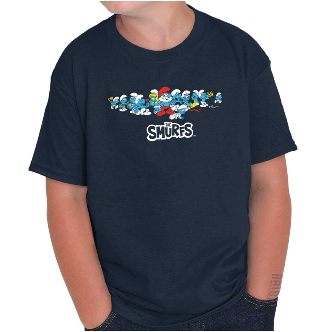 The Smurfs 80s Cartoon Characters Papa Hefty Youth Crewneck T Shirts ...