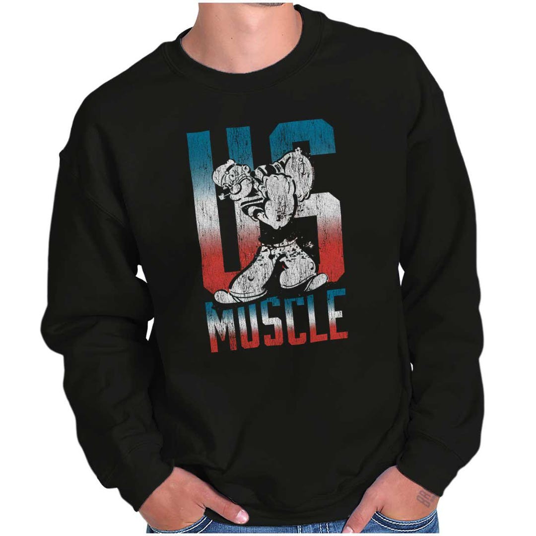 Popeye Vintage Cartoon Strong Muscle Gym Womens or Mens Crewneck ...