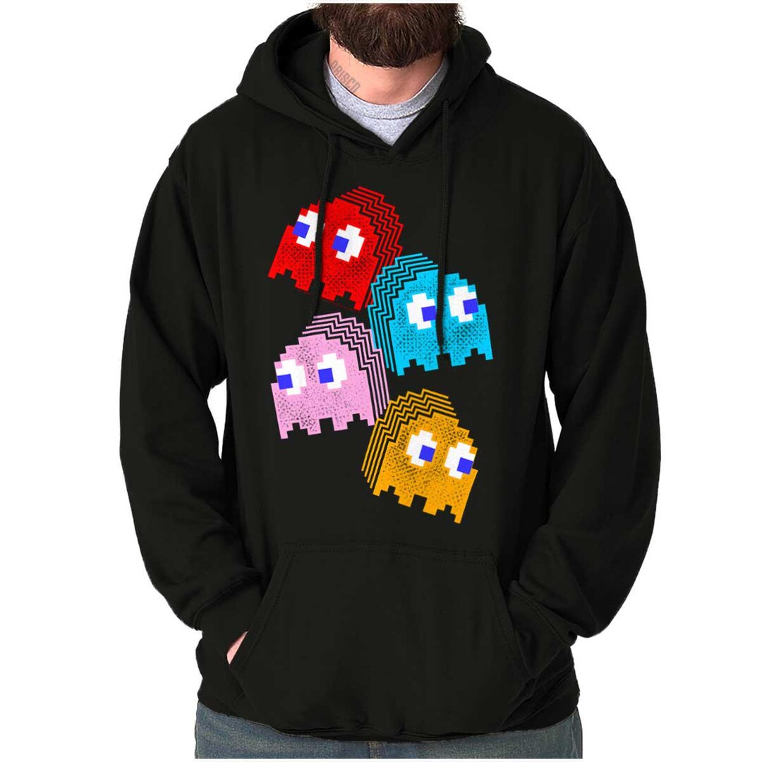 Pixelated 8-bit PACMAN Arcade Game Ghosts Hoodie Hooded Sweatshirt Men ...
